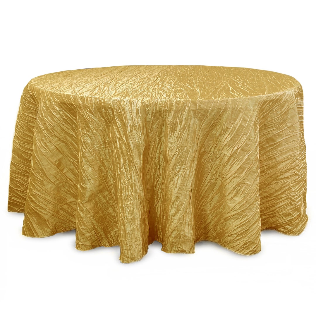 Gold 132 Inch Crinkle Taffeta Round Tablecloth Wedding Tablecloth - Etsy
