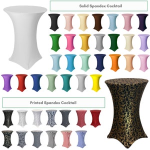 Black With Gold Marbling 30 Inch Highboy Cocktail Round Stretch Spandex ...