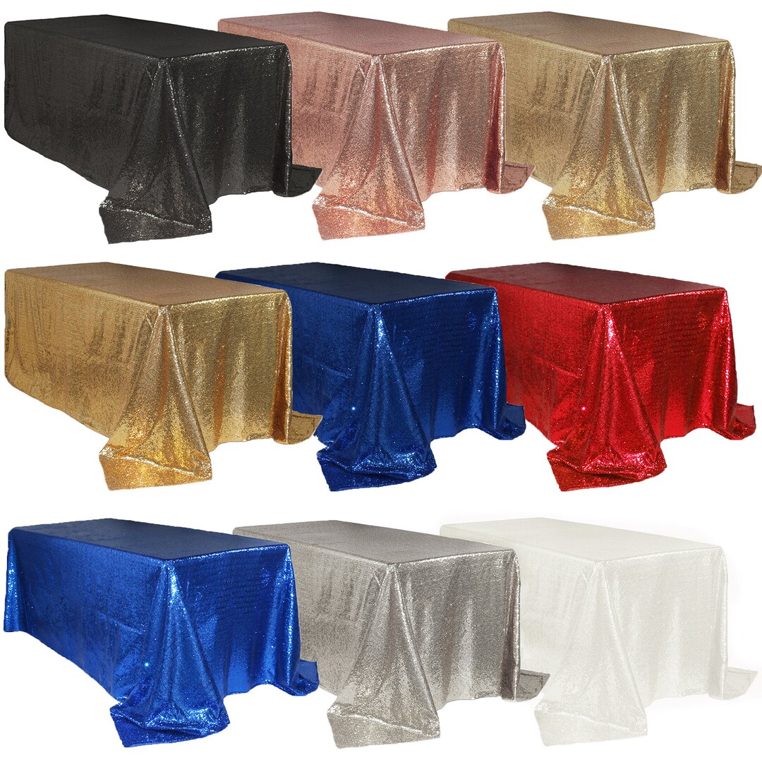 Glitz Sequin 90 X 132 Inch Rectangular Tablecloths | Wholesale Wedding ...