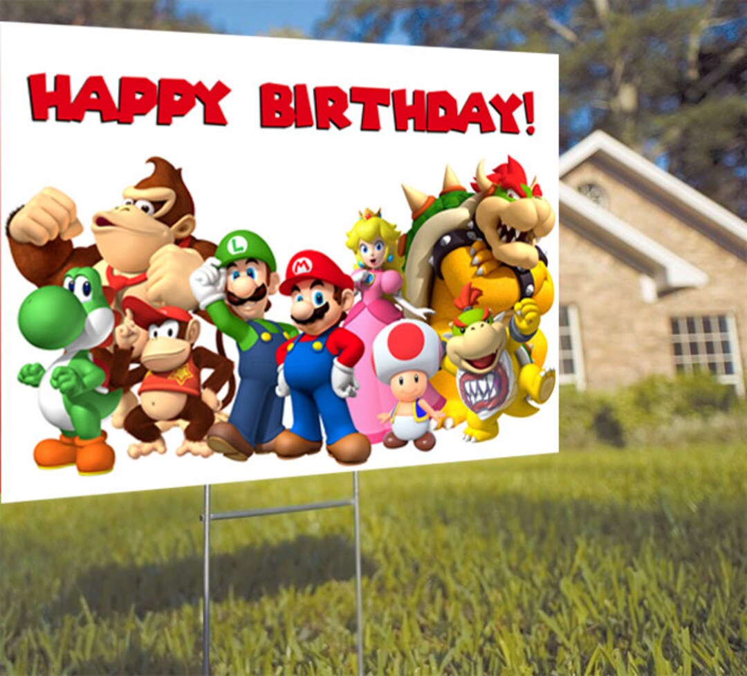 Super Mario Happy Birthday Yard Sign - Etsy