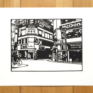 Japan Screen Print - Tokyo Urban Street Scene, Hand Pulled Fine Art ...