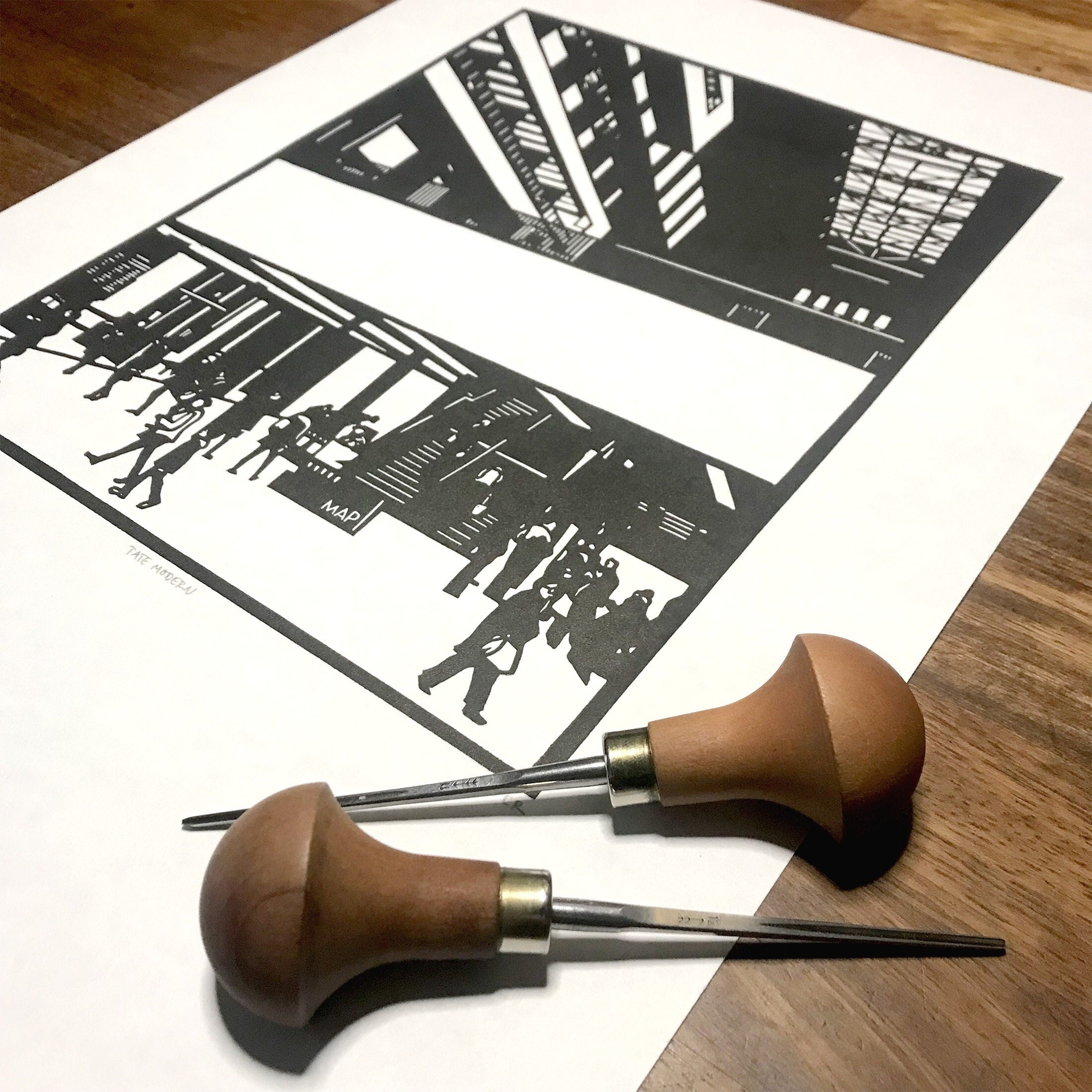 Tate Modern Linocut Print. Lino Print of the Tate Modern Art Gallery in ...