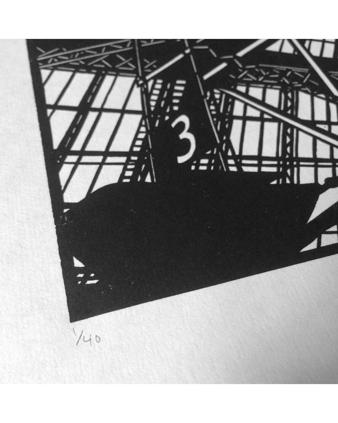 Linocut print 'Waverley 1'. Lino artists print of | Etsy