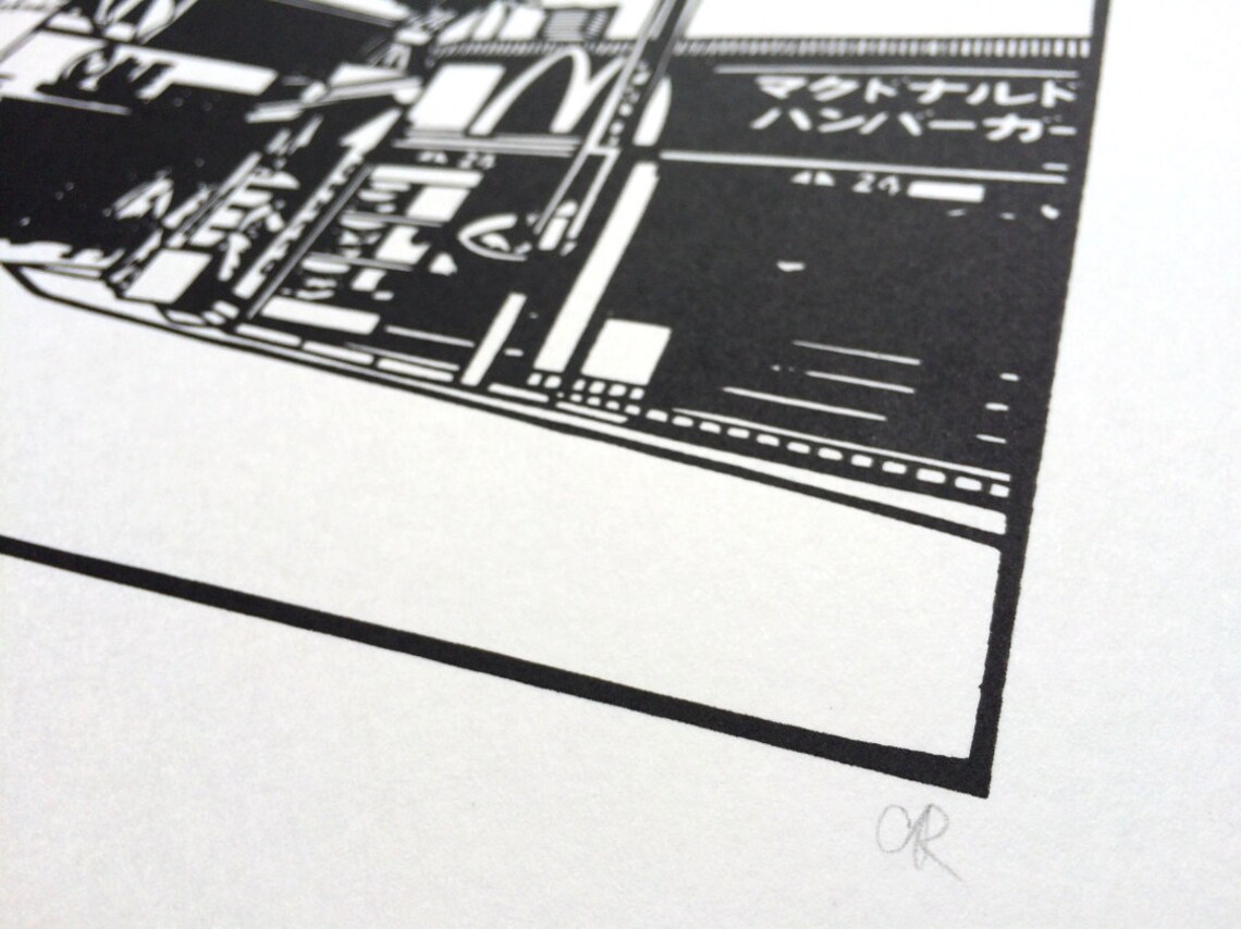 Japan Screen Print - Tokyo Urban Street Scene, Hand Pulled Fine Art ...