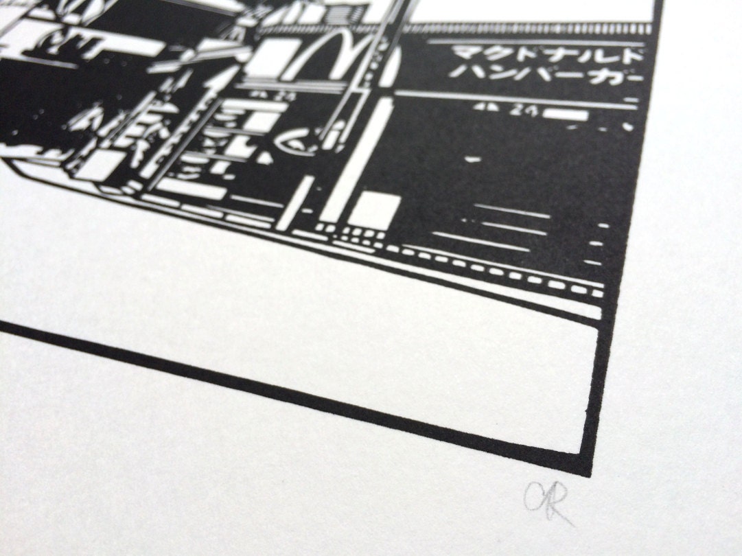 Japan Screen Print Tokyo Urban Street Scene, Hand Pulled Fine Art ...