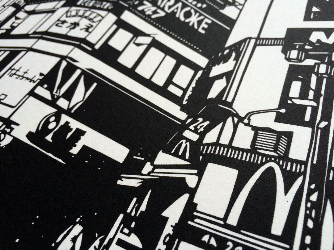 Japan Screen Print - Tokyo Urban Street Scene, Hand Pulled Fine Art ...