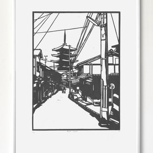 Linocut Print Yasaka Pagoda, Kyoto, Japan. Limited Edition of 40 Lino ...