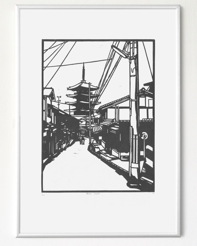 Linocut Print Yasaka Pagoda, Kyoto, Japan. Limited Edition of 40 Lino ...