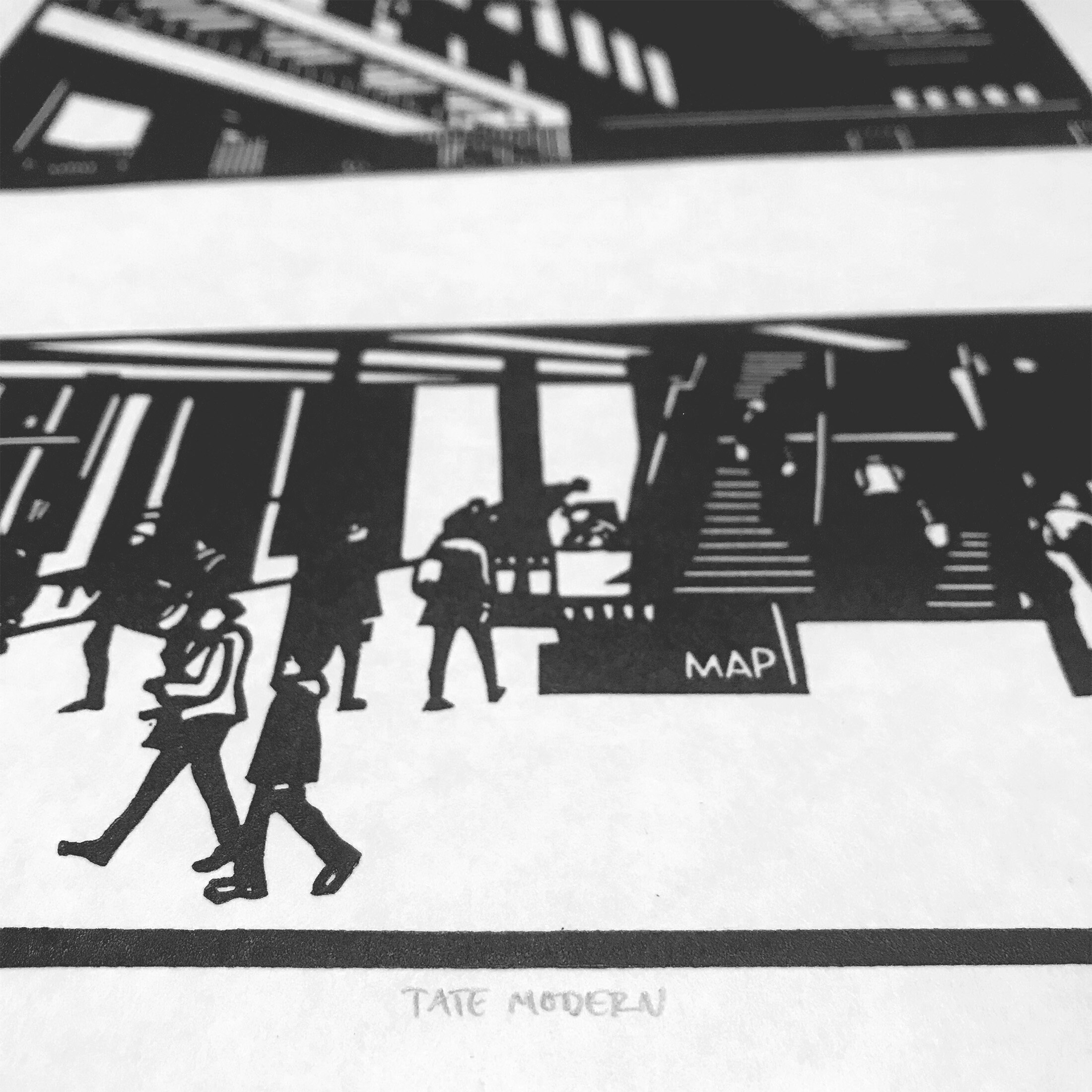 Tate Modern Linocut Print. Lino Print of the Tate Modern Art Gallery in ...