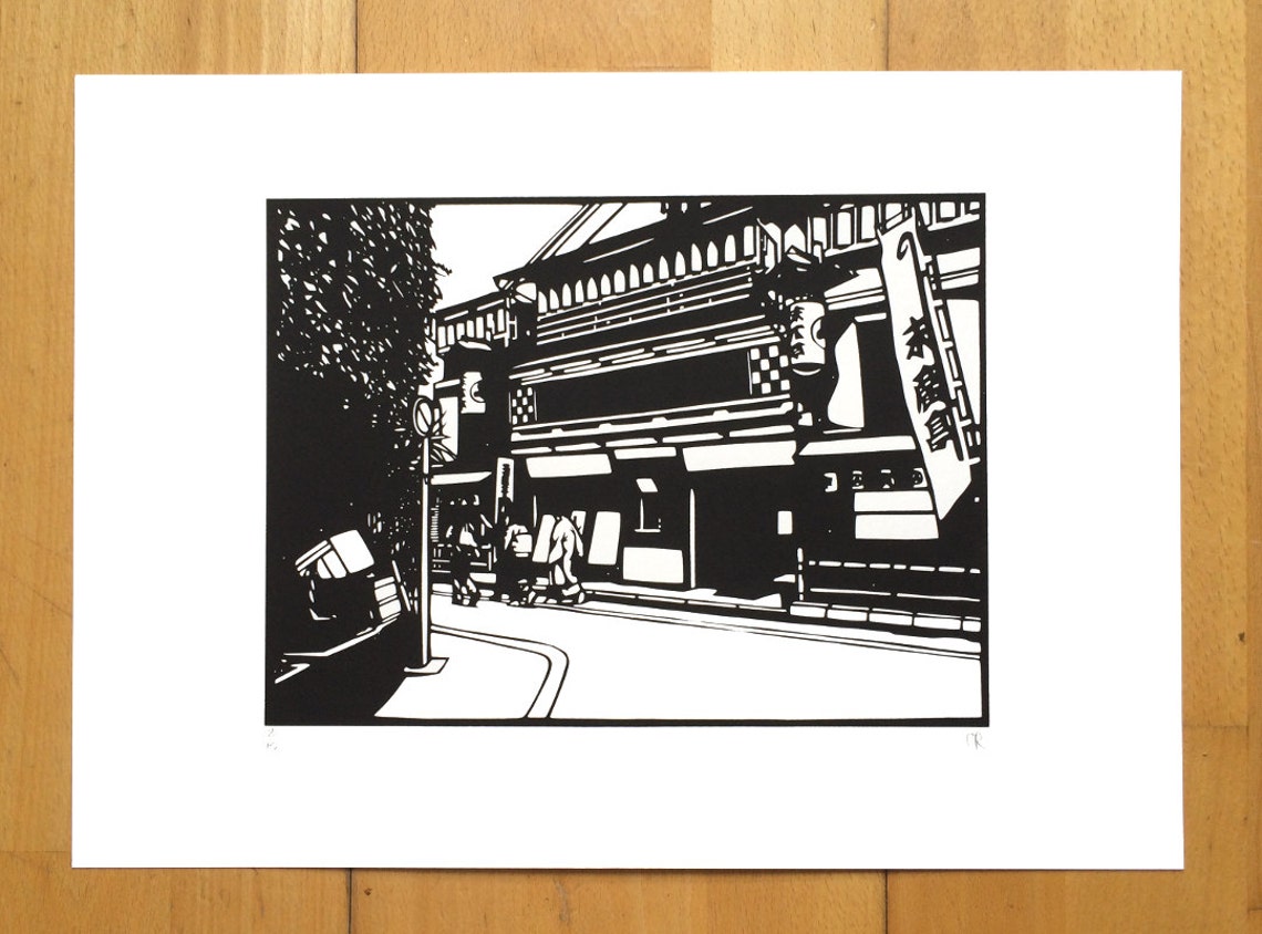 Japan Screen Print - Tokyo Geisha Street Scene, Hand Pulled Fine Art ...