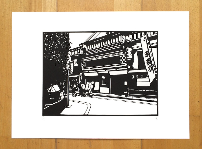 Japan Screen Print - Tokyo Geisha Street Scene, Hand Pulled Fine Art ...