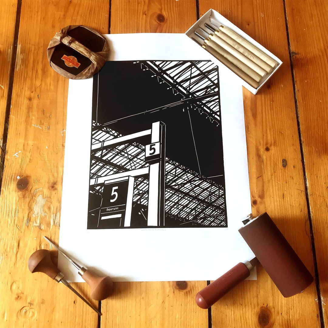 Limited Edition Lino Poster Print Glasgow Queen Street Platform 5 ...