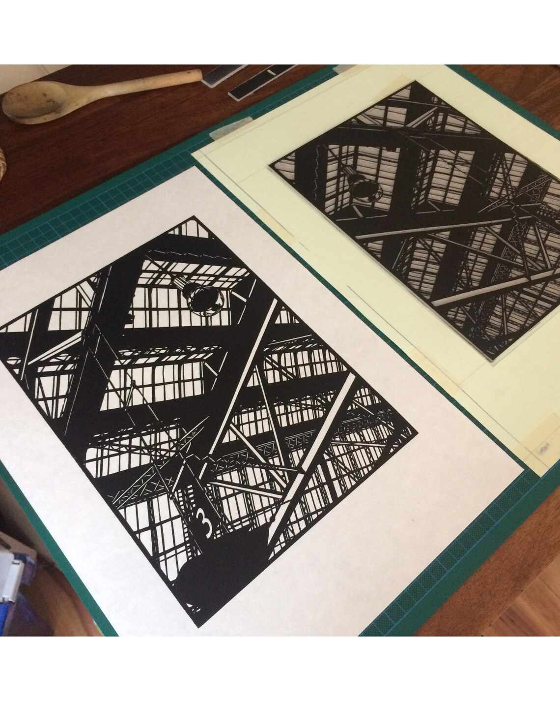 Linocut Print 'waverley 1'. Lino Artists Print of Edinburgh Waverley ...