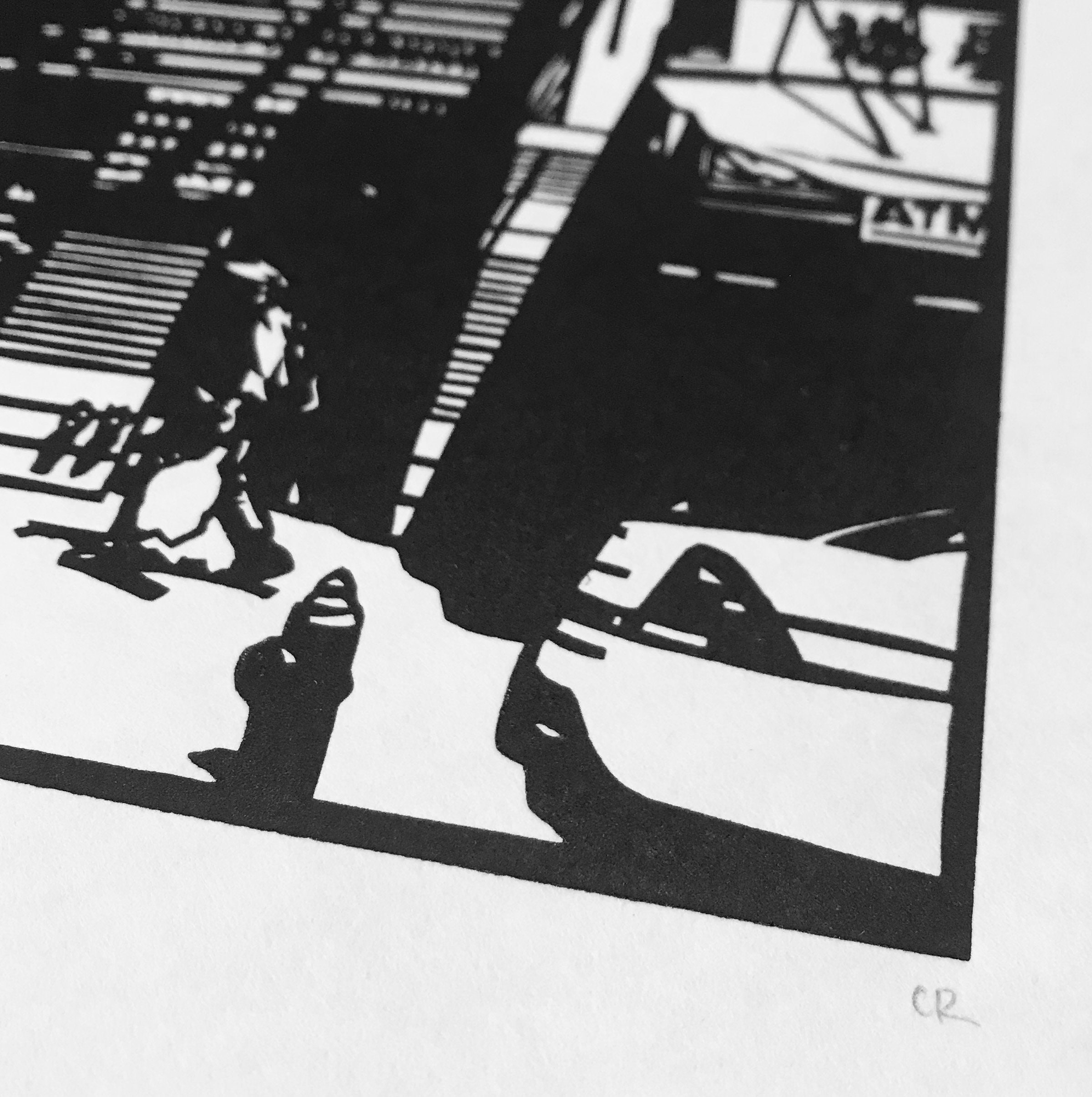 Chinatown, NY Linocut Print. Lino Relief Print of New York Streets ...