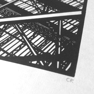 Linocut print 'Waverley 1'. Lino artists print of | Etsy