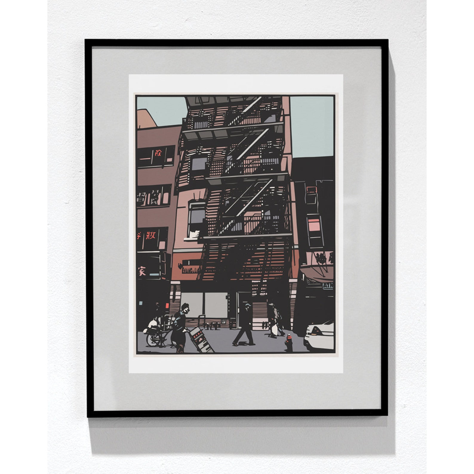 A3 Digital Colour Print Based on Papercut of Chinatown New York City ...