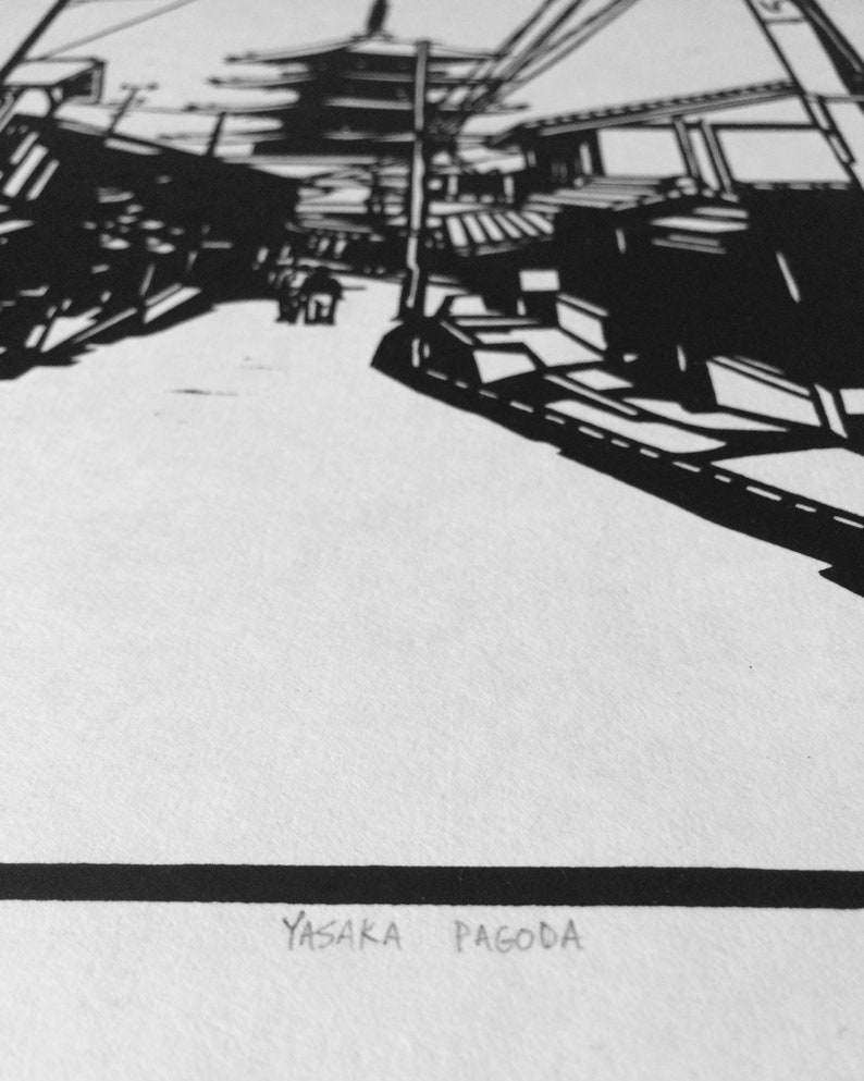 Linocut Print Yasaka Pagoda, Kyoto, Japan. Limited Edition of 40 Lino ...