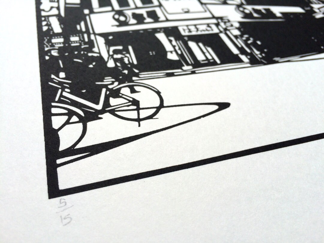 Japan Screen Print Tokyo Urban Street Scene, Hand Pulled Fine Art ...