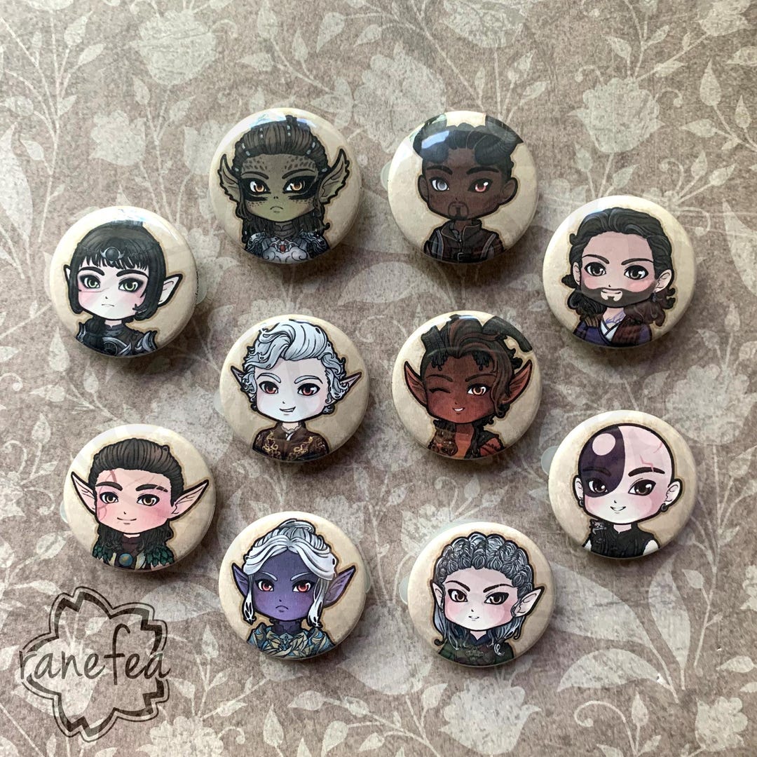 BG3 Chibi Buttons 1.5in - Plain or Holographic! - Etsy