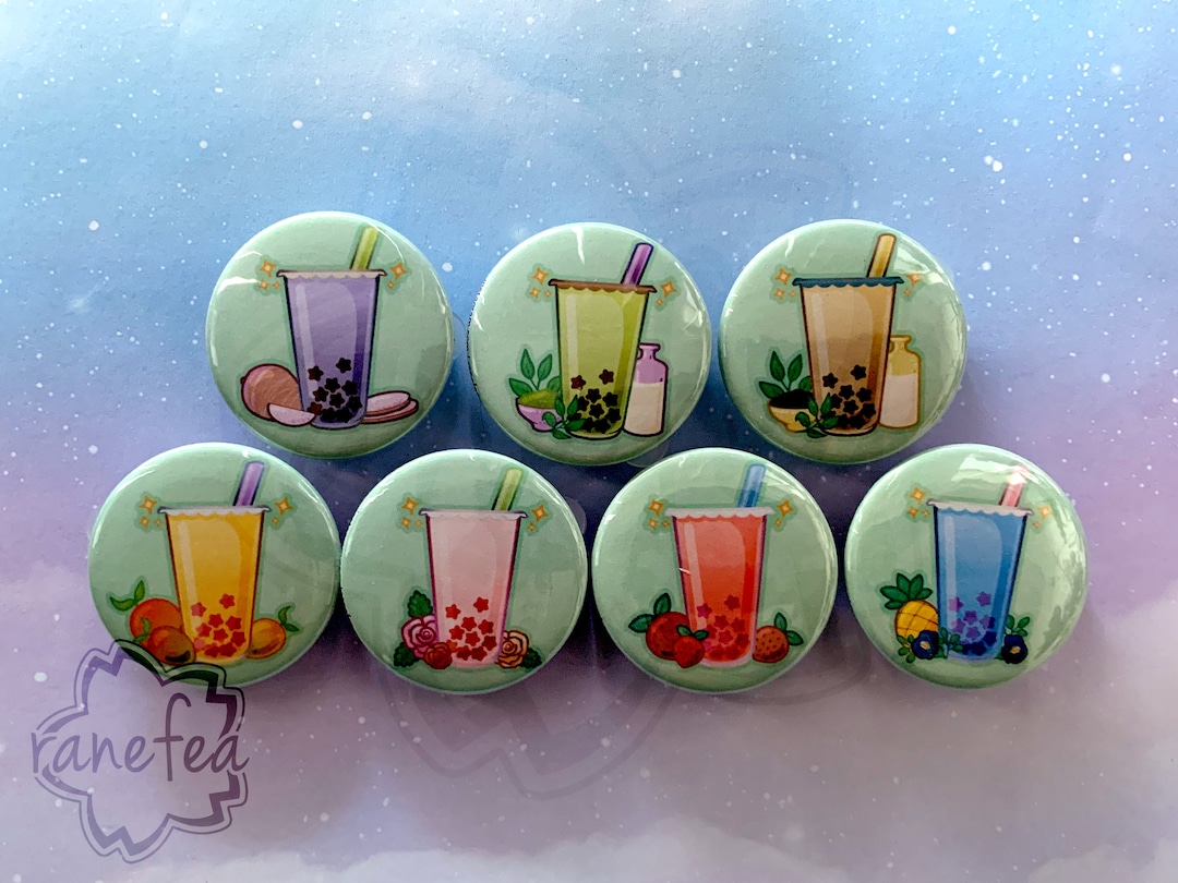 Boba/bubble Tea Buttons 1.5in - Plain or Holographic! - Etsy