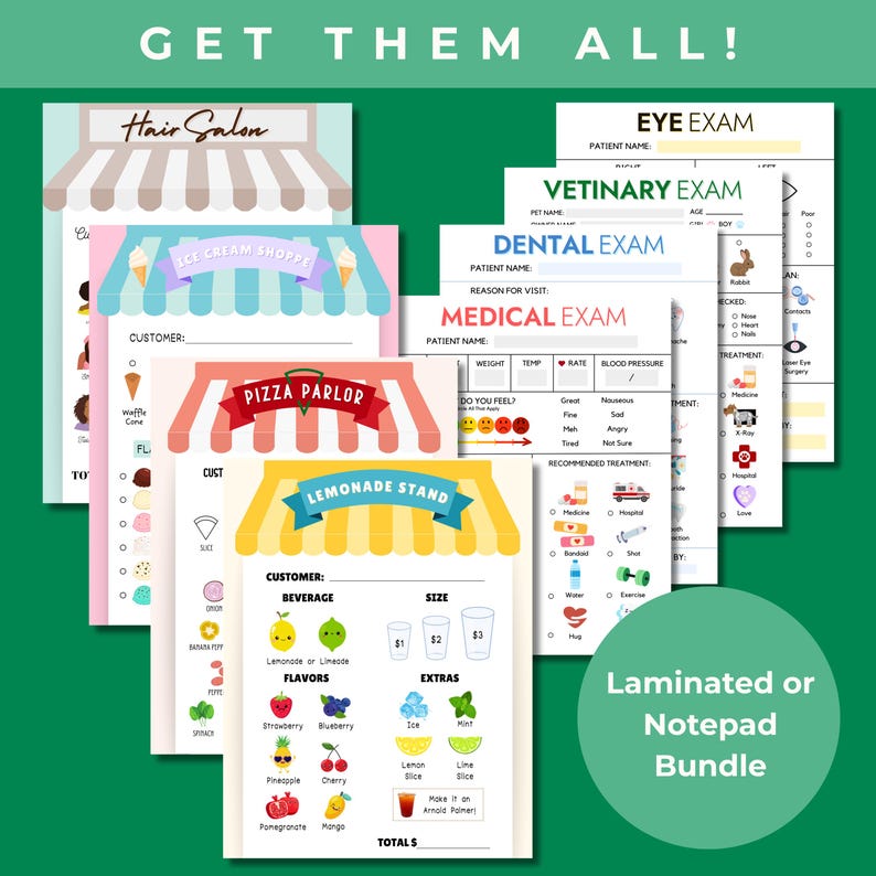 Pretend Play Notebook and Laminated Forms Bundle - Etsy