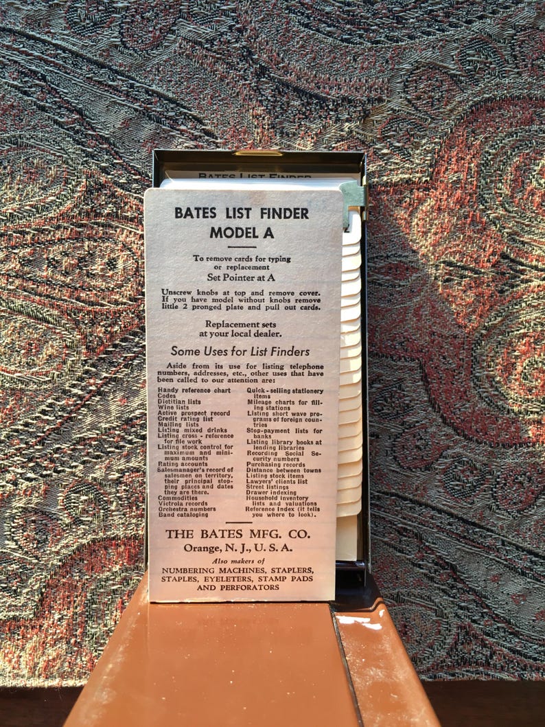 Bates List Finder. Telephone Directory. Retro Office Decor. Mid-century ...