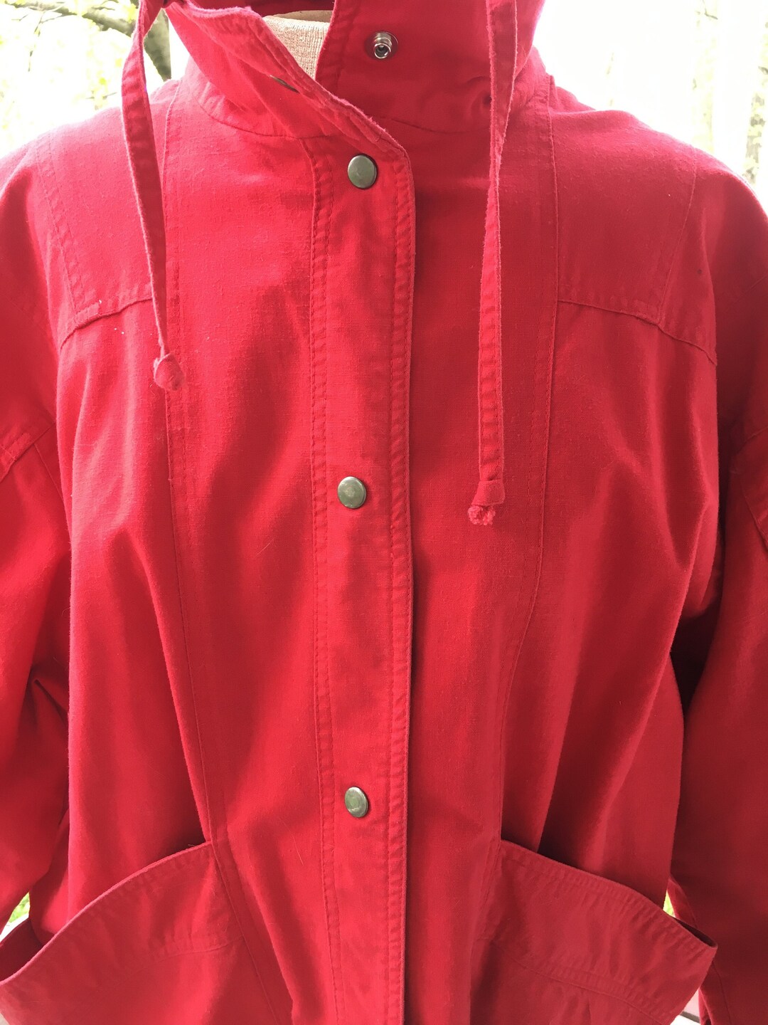 Utex Mode Int'l Red Car Coat. Red Snap Parka. Stadium Jacket. Cotton ...