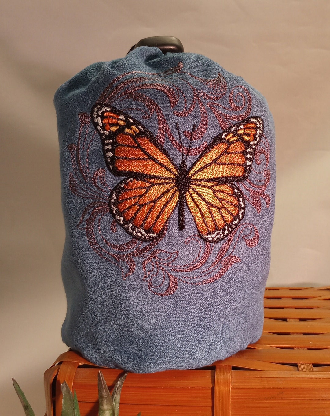 Monarch Butterfly Embroidered Drawstring Bag - Etsy