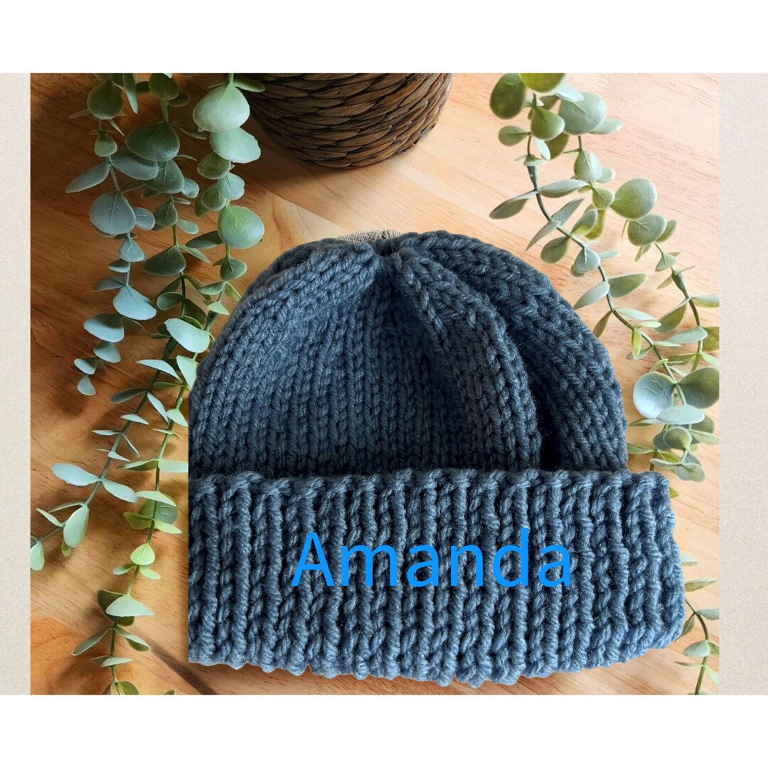 Customized Hand Knitted Hat, Baby Knitted Head Warmer, Monogrammed Baby ...
