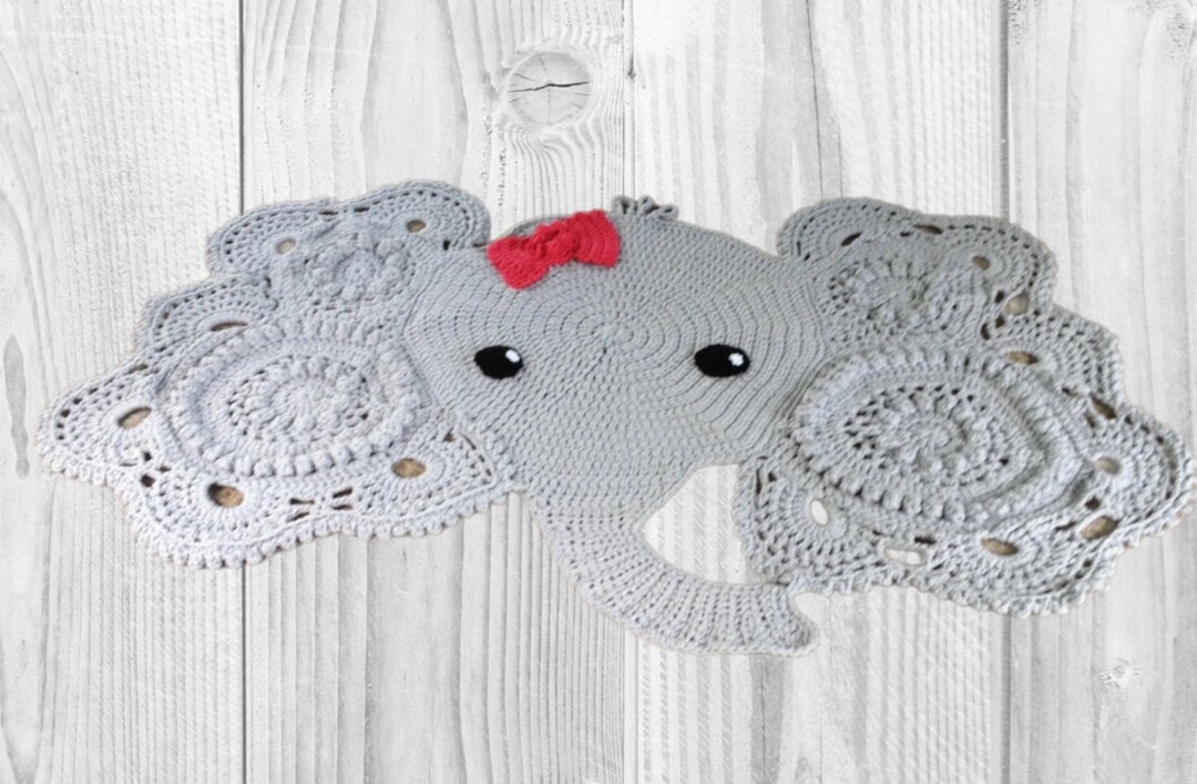 Elephant Rug Nursery Decoration, Elephant Crocheted Rugs, Handmade Rugs ...