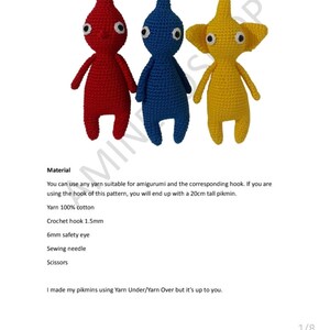 Pikmin PDF DIGITAL FILE Pikmin Red, Blue, Yellow With Flower and Leaf - Etsy