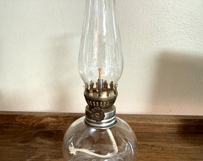 Small Antique Glass Oil Lamp - Etsy