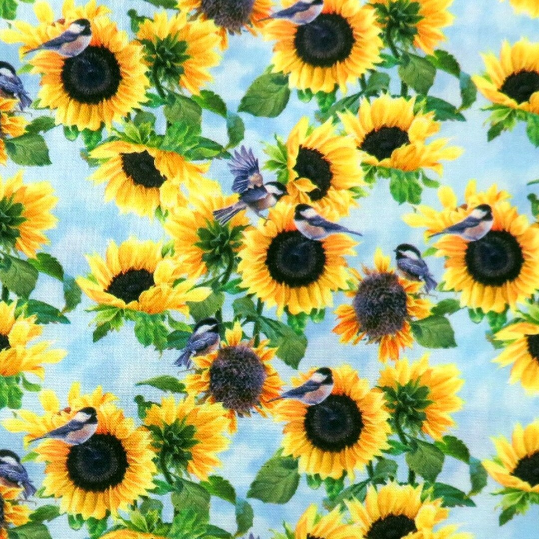 Nature Walk Dinnertime Chickadees & Sunflowers Digitally Printed 3 ...