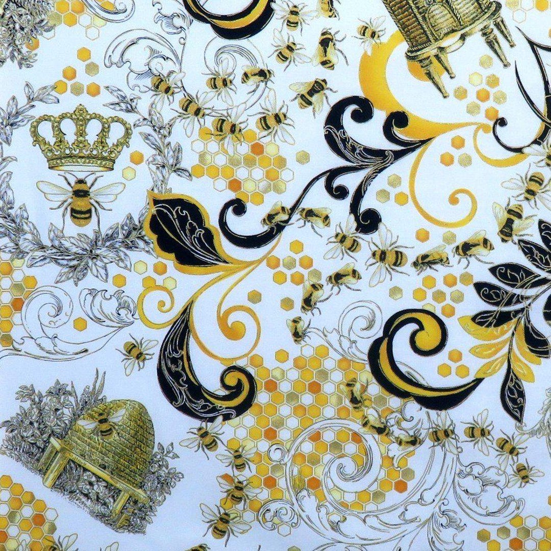 Buzzworthy 9971M-09 White Queen Bee and Bee Hives With Gold Metallic - Etsy
