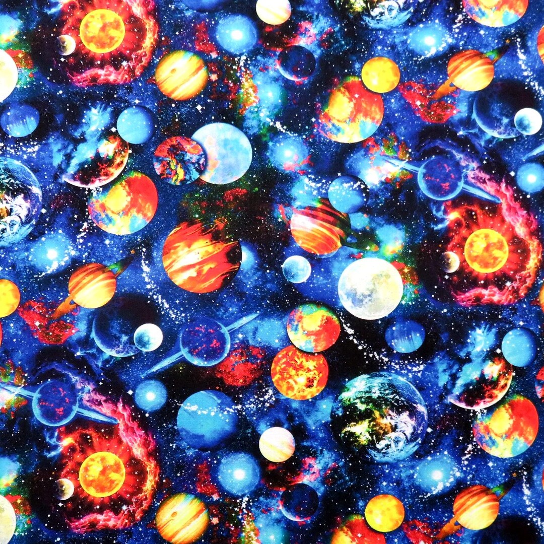 Funky Outer Space CD8233 Planets in the Sky for Timeless Treasures - Etsy