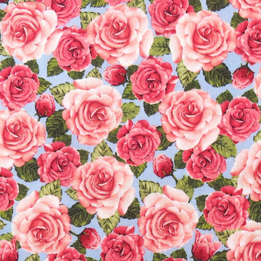 Digitally Printed Rose Garden Packed Roses Blue QT Fabrics 8787 - Etsy