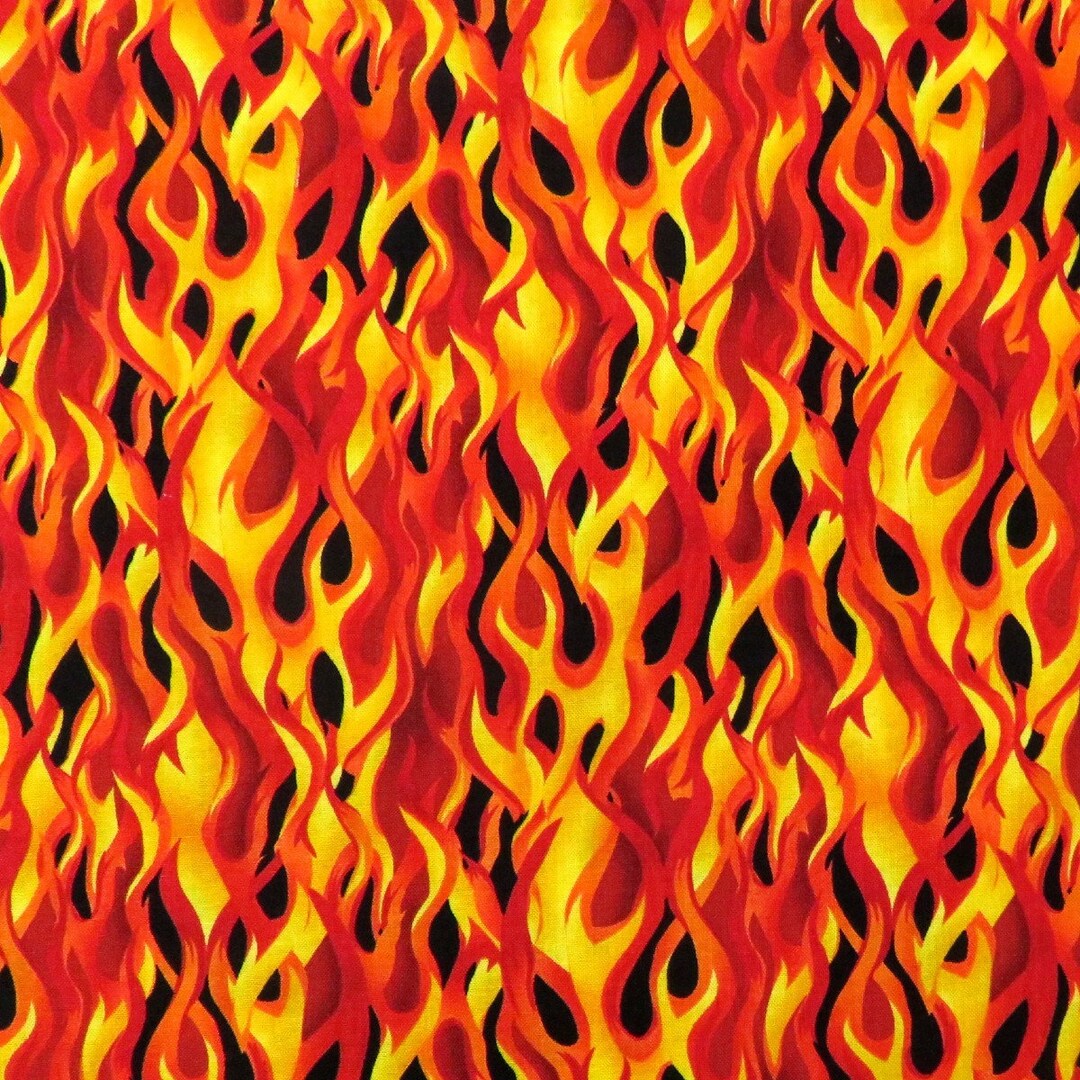 Timeless Treasures Black Fire Flames Hogs on Hogs 9685 - Etsy