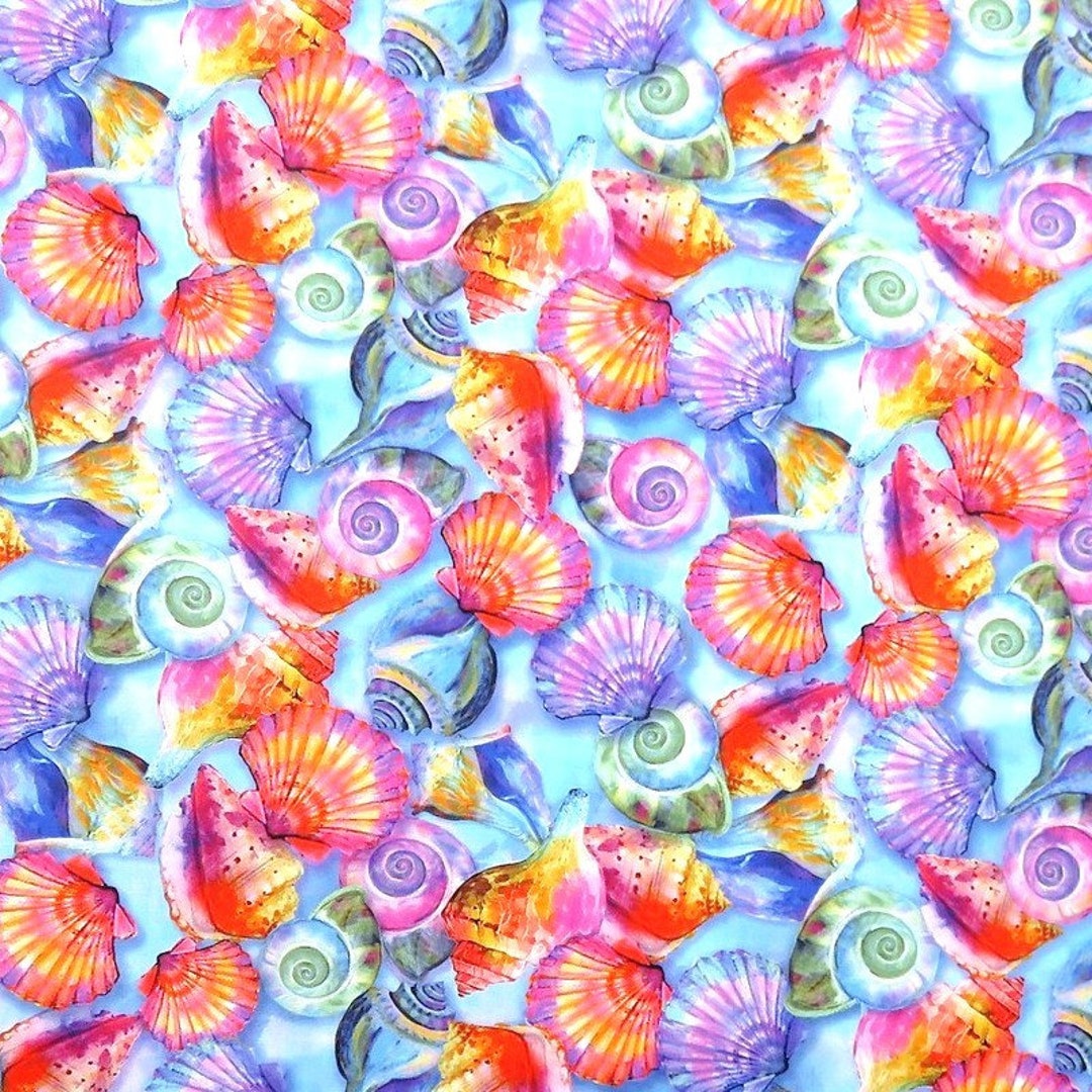 Flamingo Sea Shells Turquoise Bright Paintbrush Studio 10289 - Etsy