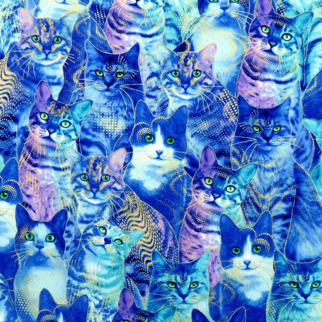 Packed Metallic Royal Cats CM2241 for Timeless Treasures - Etsy