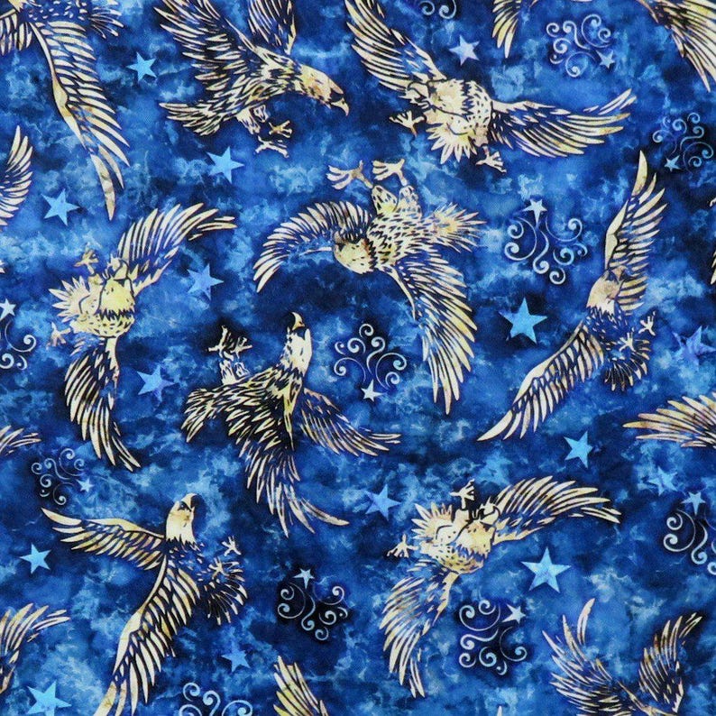 Liberty Glory Freedom 28145-N Eagle and Star Toss Navy for QT Fabrics ...