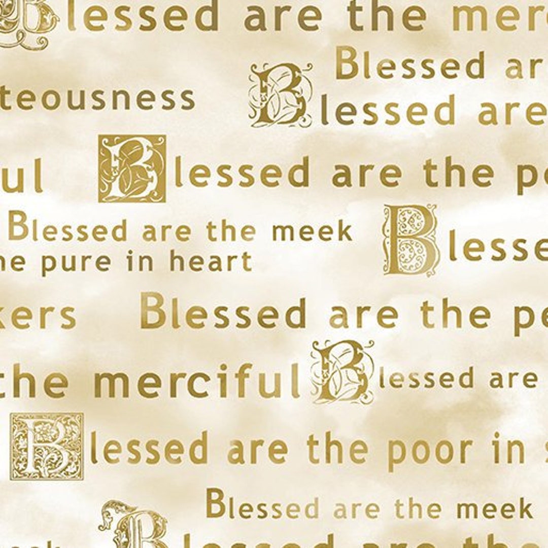 Kanvas Beatitudes Heaven Sent Script 8568-07 Religious Words Tan 8554 ...