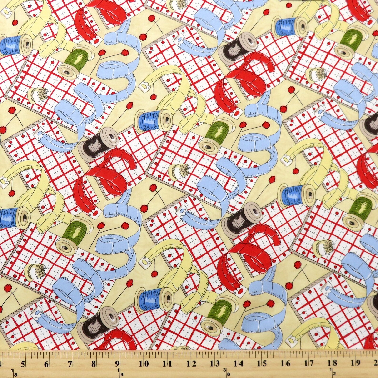 Sew Fun Sewing Notions Khaki Cotton Clothworks Fabric 2959 - Etsy