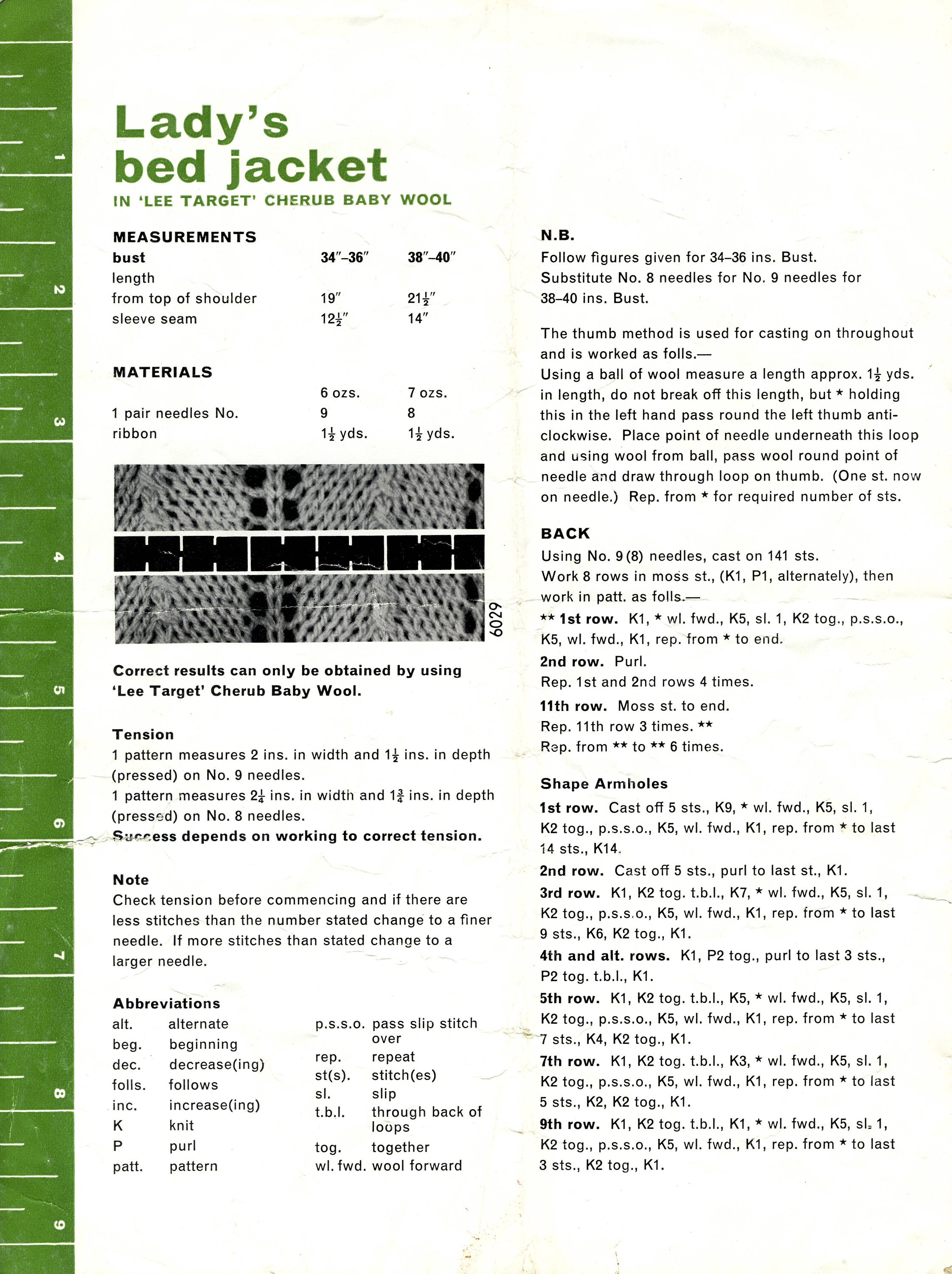 Lady's Vintage Bed Jacket Pattern - Etsy