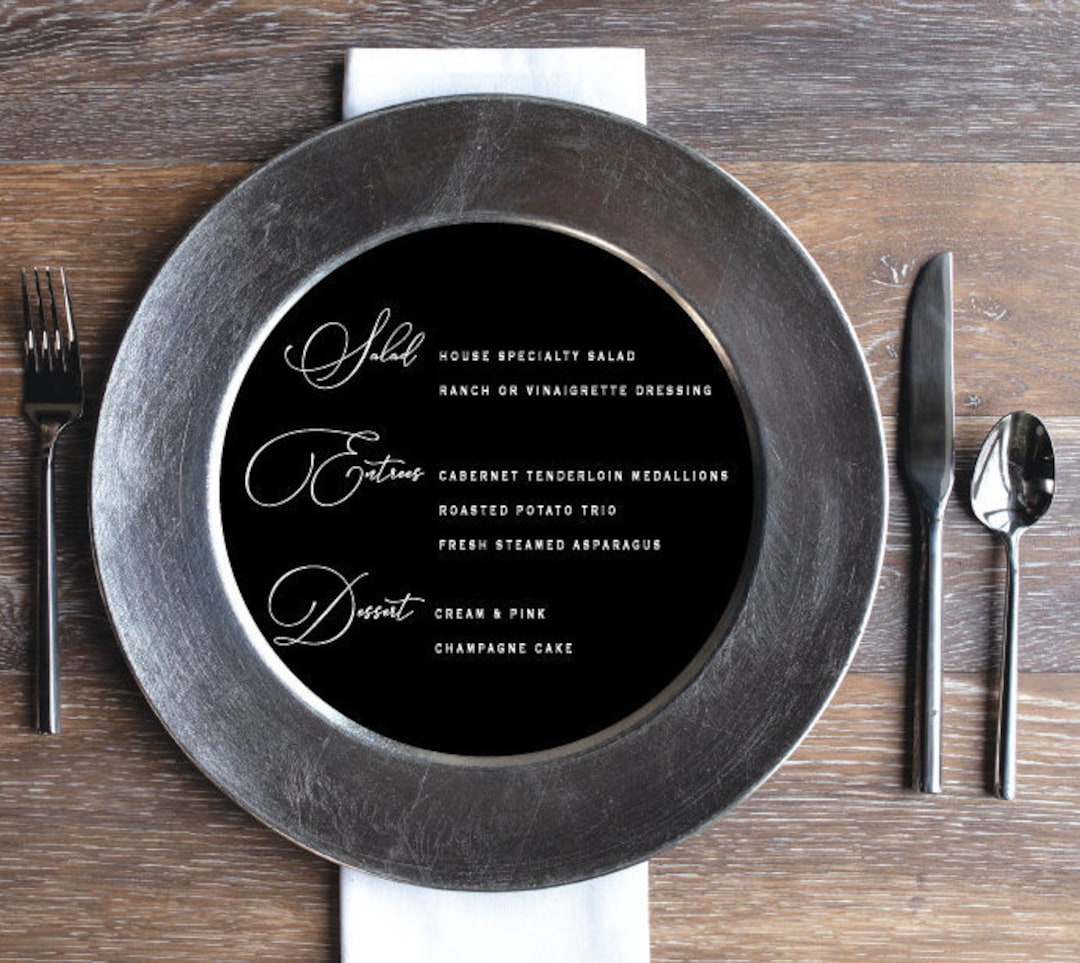 Printed Sample or Sets of Custom Printed Menu (black & White Script ...