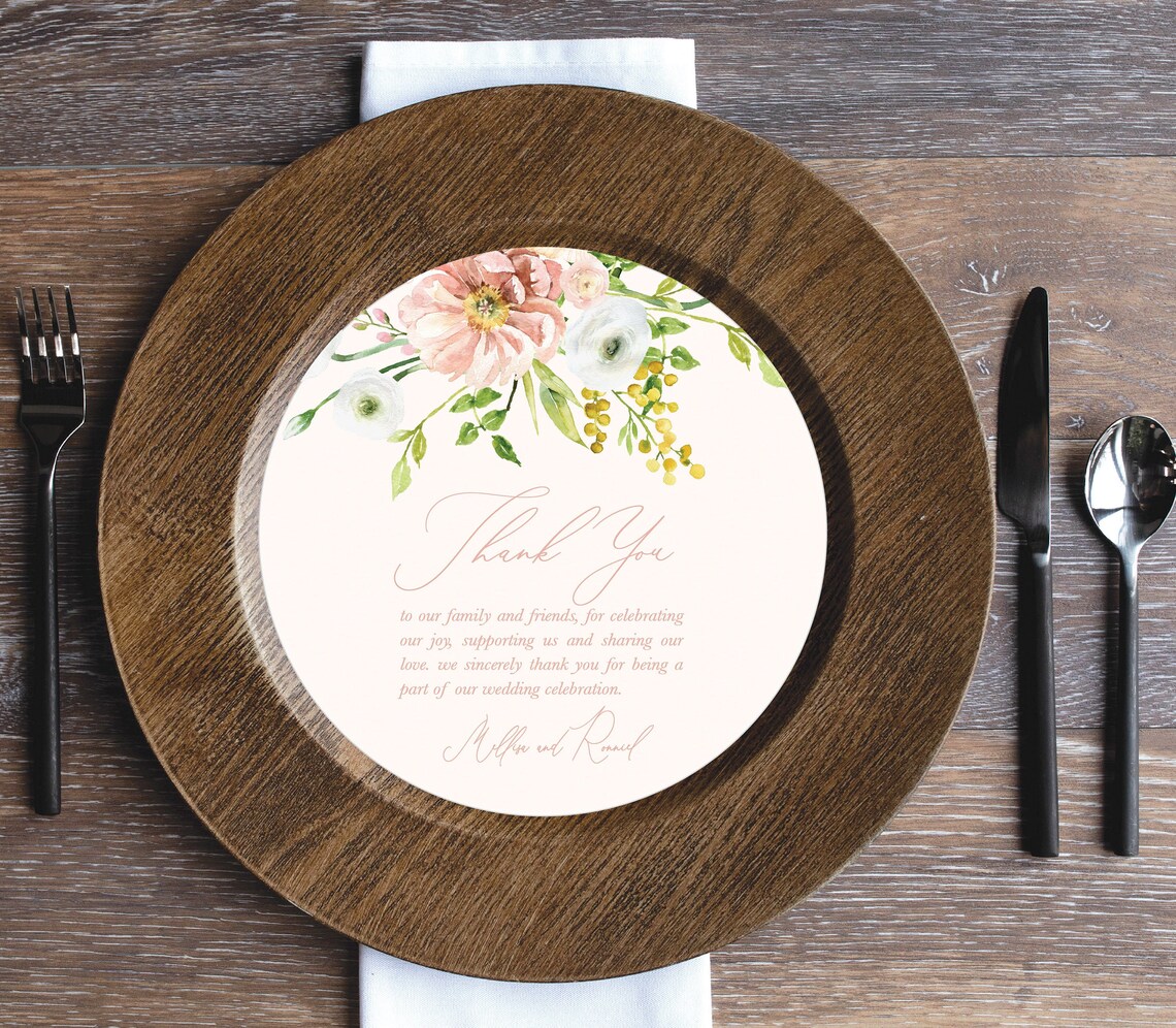 Printed Sample or Sets of 50 Custom Printed Blush Peach Thank | Etsy