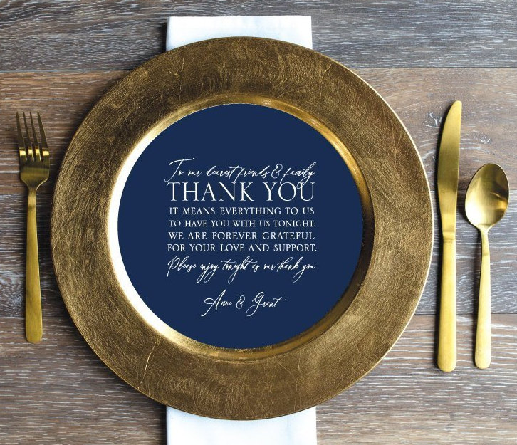 Custom Navy Thank You Plate Insert, Printed Cardstock (sets of 50) - Etsy