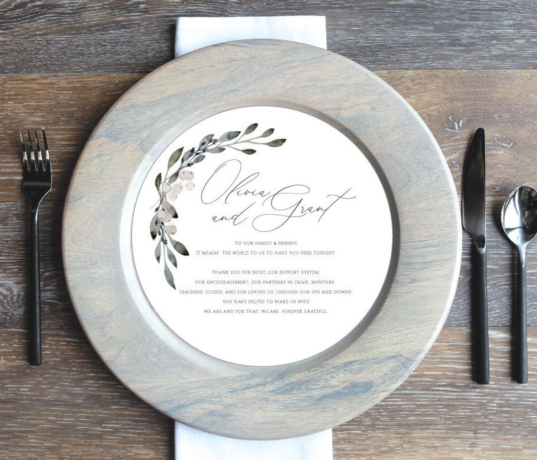 Custom Plate Charger Inserts - Personalized Thank You Cards - Etsy