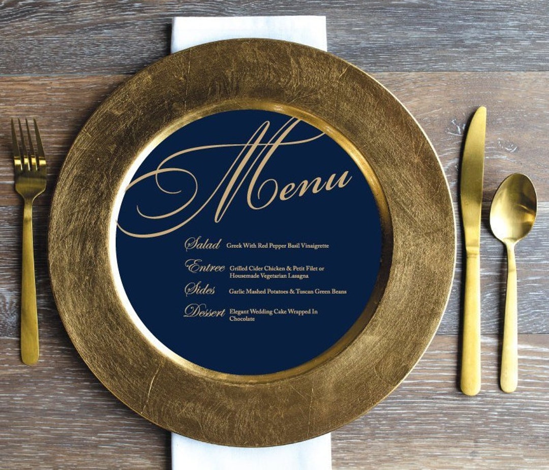 Printed Sample or Sets of Custom Printed Menu That Fits on a Plate or ...
