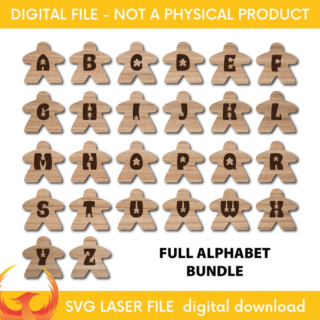 SVG Laser Cut Files, Meeple Alphabet Letter Bundle, Gaming Themed Decor ...