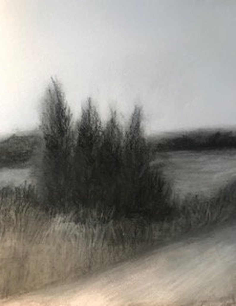 Original Landscape Charcoal Drawing, Wall Art 9 X 11 1/2 " - Etsy